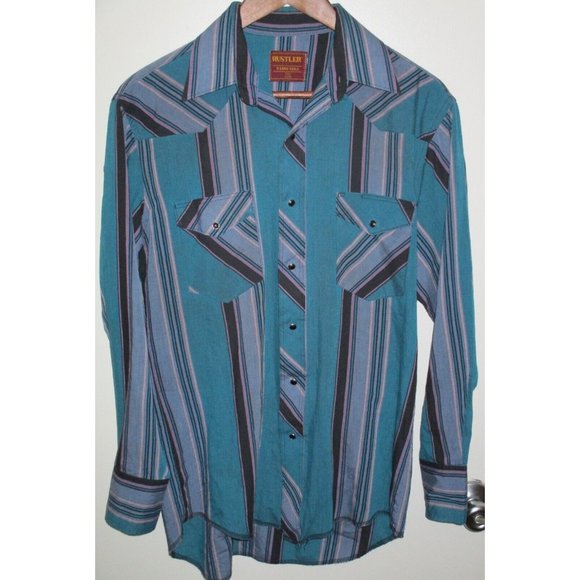 Rustler | Shirts | Rustler Striped Pattern Mens Pearl Snap Ls Cowboy ...